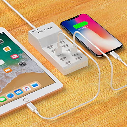 USB Charging Stations 50w10A 10 Ports Multiple Charging Block/Power USB Strip for iPhone Android Smartphone Tablet Smart Watch AirPods Samsung and Multiple Charger Plug