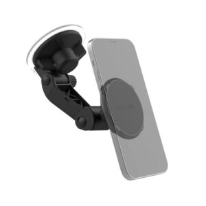 rokform – adjustable magnetic windshield phone mount, compatible with all cases and magsafe phones and cases, secured by strong suction cup base, 210° of tilt and 360° of rotation (black)