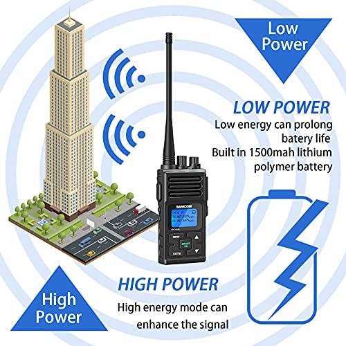 Samcom 2 Way Radio Rechargeable 5w Long Range Two Way Rasio for Adults 1500mAh Programmable Walkie Talkie Heavy Duty with 6 Way Multi-Unit Charger Gang