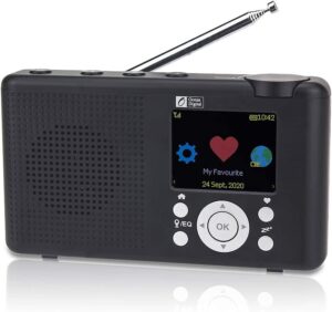 ocean digital wr-23f portable fm internet radio 2.4” color lcd built-in battery wi-fi bluetooth (black)