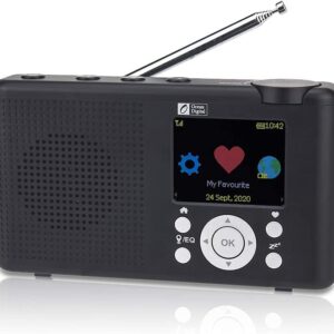 Ocean Digital WR-23F Portable FM Internet Radio 2.4” Color LCD Built-in Battery Wi-Fi Bluetooth (Black)