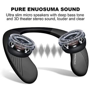 ENUOSUMA Neckband Bluetooth Speaker, Wireless Wearable Speaker IPX5 Waterproof, True 3D Stereo Sound Around The Neck Speaker, 12H Long Playtime, Portable for Home&Outdoors, BS07, Black