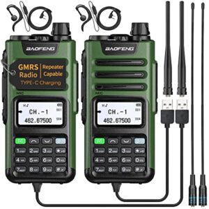 baofeng gm-15 pro gmrs radio(upgrade of uv-5r),noaa weatherreceiver & scan radio rechargeable long range two way radio handheld radios with usb-c charger ar-771 antenna