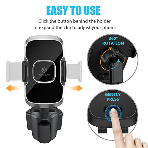 WixGear Cup Phone Holder for Car, Car Cup Holder Phone Mount Adjustable Automobile Cup Holder Smart Phone Cradle Car Mount