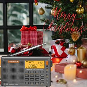 SIHUADON R108 Shortwave AM FM Radio LW MW AIR Band DSP Full Band Portable Radio Battery Operated with Sleep Timer Alarm Clock 500 Memories preset Stations for Family by RADIWOW (Grey)