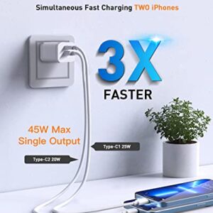 AICase 45W Super Fast USB-C Wall Charger,for Samsung Galaxy S22 Ultra,45 Watt Dual Type C Charging Block GaN Charger for Samsung S23/S22 Plus/S21/S20/Note 10/20/iPhone 14/iPad/MacBook