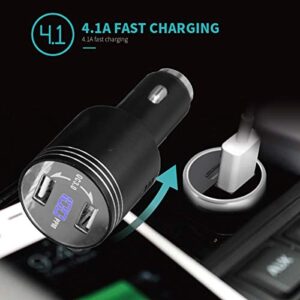 Multi-Function Car Carbon Monoxide Detector, Fast Car Charger, Quick Charge 3.0 Adapter with Dual QC3.0 USB Ports, CO Alarm Detector in Car with LCD Digital Display(Black)