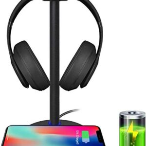 Headphone Stand Gaming Headset Stand with Wireless Charging Sturdy 2-in-1 Headset Holder & Wireless Charger for iPhone 8/8 Plus/X Samsung S8/S8 PlusS7/S7 Edge/S6/S6 Edge