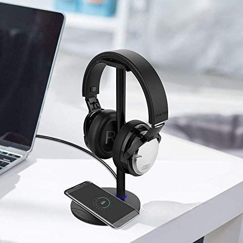 Headphone Stand Gaming Headset Stand with Wireless Charging Sturdy 2-in-1 Headset Holder & Wireless Charger for iPhone 8/8 Plus/X Samsung S8/S8 PlusS7/S7 Edge/S6/S6 Edge