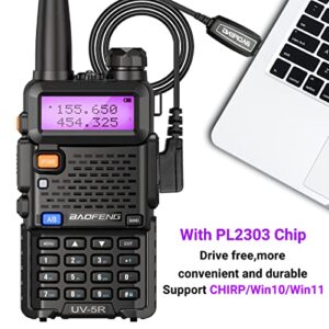 Baofeng UV-5R Ham Radio Handheld Rechargeable Two Way Radios Long Range Portable Radio with Extra AR-771 Antenna Speaker Microphone Programming Cable，2pack