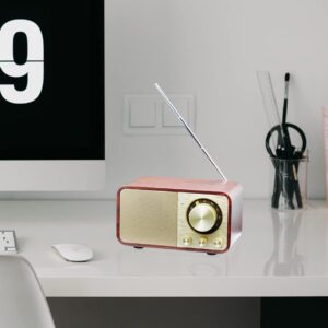 BentMax FM Radio with Bluetooth Retro Bluetooth Speaker Vintage Radio with SD/USB Memory Music Player Function, Wireless Streaming from Smartphone, 10 Hours Playback (Walnut)