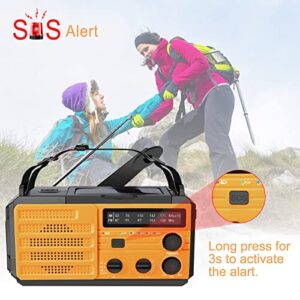 8000mAh Emergency Weather Radio, Solar Hand Crank Emergency Radio, AM/FM/NOAA Alert Weather Radio Power Bank, with SOS Alarm, Flashlight, Reading Lamp, Type-c Charging.