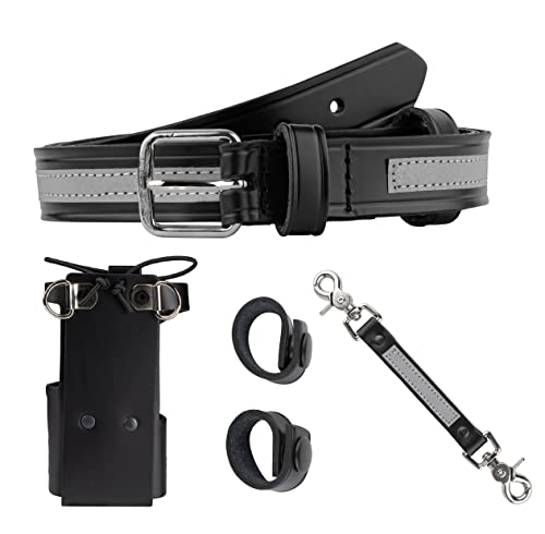 Firefighter Reflective Radio Strap and Holder Leather Bundle Set Includes Radio Holster, Strap, Sway Strap, Cord Keepers Fits for Motorola APX 6000/6000XE/8000/8000XE