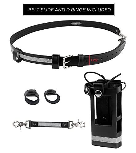 Firefighter Reflective Radio Strap and Holder Leather Bundle Set Includes Radio Holster, Strap, Sway Strap, Cord Keepers Fits for Motorola APX 6000/6000XE/8000/8000XE