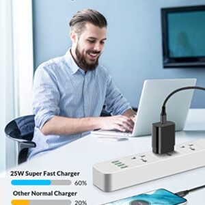 25W USB C Fast Charger for Samsung Galaxy S23/S23+/S23 Ultra/S22/S21/S21+/S21 Ultra/S20 Plus/Note 20/Note 10/A71/A51/A23/A21/A14/A10E, 2Pack Type C Fast Wall Charger Block with 6FT USB C to C Cable