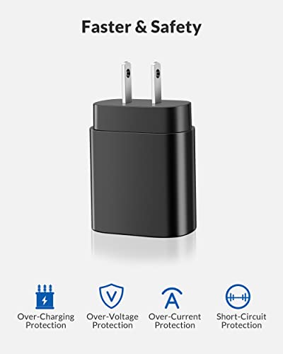 25W USB C Fast Charger for Samsung Galaxy S23/S23+/S23 Ultra/S22/S21/S21+/S21 Ultra/S20 Plus/Note 20/Note 10/A71/A51/A23/A21/A14/A10E, 2Pack Type C Fast Wall Charger Block with 6FT USB C to C Cable