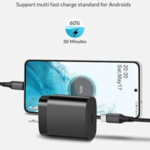 25W USB C Fast Charger for Samsung Galaxy S23/S23+/S23 Ultra/S22/S21/S21+/S21 Ultra/S20 Plus/Note 20/Note 10/A71/A51/A23/A21/A14/A10E, 2Pack Type C Fast Wall Charger Block with 6FT USB C to C Cable