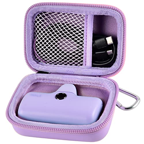 Case Compatible with iWALK Portable Charger Power Bank 4500/ 4800mAh. Charging Battery Pack Holder Storage for LinkPod Mini for iPhone 13/ 12/ 11/ Pro Max, Pocket Organizer for USB-C - Purple Bag Only