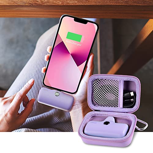 Case Compatible with iWALK Portable Charger Power Bank 4500/ 4800mAh. Charging Battery Pack Holder Storage for LinkPod Mini for iPhone 13/ 12/ 11/ Pro Max, Pocket Organizer for USB-C - Purple Bag Only