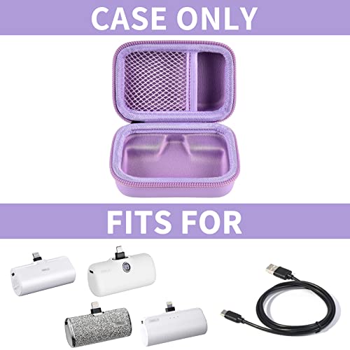 Case Compatible with iWALK Portable Charger Power Bank 4500/ 4800mAh. Charging Battery Pack Holder Storage for LinkPod Mini for iPhone 13/ 12/ 11/ Pro Max, Pocket Organizer for USB-C - Purple Bag Only