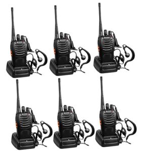 arcshell rechargeable long range two-way radios with earpiece 6 pack walkie talkies li-ion battery and charger included