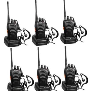 Arcshell Rechargeable Long Range Two-Way Radios with Earpiece 6 Pack Walkie Talkies Li-ion Battery and Charger Included