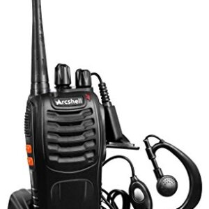 Arcshell Rechargeable Long Range Two-Way Radios with Earpiece 6 Pack Walkie Talkies Li-ion Battery and Charger Included