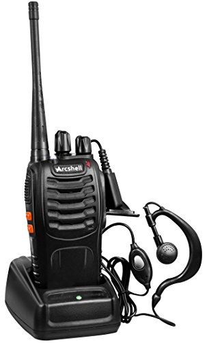 Arcshell Rechargeable Long Range Two-Way Radios with Earpiece 6 Pack Walkie Talkies Li-ion Battery and Charger Included