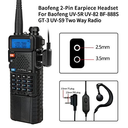 BaoFeng Radio UV-5R 8W Handheld Two Way Radio VHF/UHF Ham Radios Portable Walkie Talkie with Extra AR-771 High Gain Antenna and 1800mAh&3800mAh Extended Battery and Headsets (2Pack)