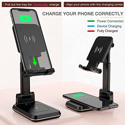 Kertxin 2 in 1 Wireless Charger,Dual Wireless Charging Dock Phone Desk Stand Holder Angle Height Adjustable for iPhone 14/14Plus/13/13 Pro/12/12 Pro/11 Pro/XS/XR,AirPods,Samsung S21/S20/S10