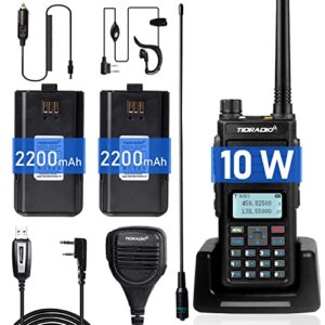 tidradio td-h6 10watt ham radio handheld upgraded from uv-5r dual band walkie talkies with extra 2200mah battery, programming cable, speaker mic and td-771 antenna