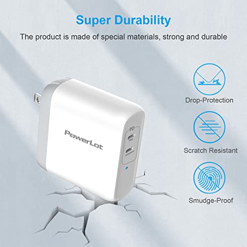 USB C Wall Charger PowerLot 68W 2-Port GaN PD 3.0 USB C Charger, 60W USB C Power Adapter for MacBook Pro, 18w Fast Charger for iPhone 14 pro max,iPhone13 Pro Max,iPhone 12 Pro Max,iPad,iWatch,iPods