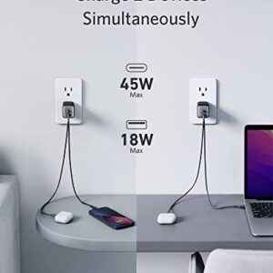 Anker USB C Charger 65W, 725 Charger, Ultra-Compact Dual-Port Foldable Travel Wall Charger for MacBook Pro/Air, iPad Pro, Galaxy S21/S10, Dell XPS 13, Note 20/10+, iPhone 13/Pro, Pixel, and More