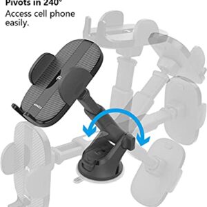 APPS2Car Adjustable Windshield Phone Mount for Car [Quick Extension Long Arm] Suction Cup Cell Phone Holder Compatible with All Smartphones - Easy Clamp Hands-Free Universal