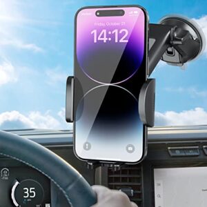 APPS2Car Adjustable Windshield Phone Mount for Car [Quick Extension Long Arm] Suction Cup Cell Phone Holder Compatible with All Smartphones - Easy Clamp Hands-Free Universal