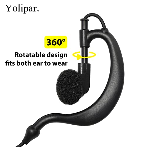 Yolipar Earpiece Surveillance Kit Compatible with Retevis RT21/ RT22/ RT68, BaoFeng, BTECH, Kenwood, Arcshell AR-5 Walkie Talkie with PTT Mic Headset Accessories (G-Shaped)