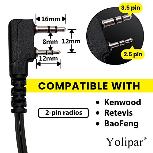 Yolipar Earpiece Surveillance Kit Compatible with Retevis RT21/ RT22/ RT68, BaoFeng, BTECH, Kenwood, Arcshell AR-5 Walkie Talkie with PTT Mic Headset Accessories (G-Shaped)