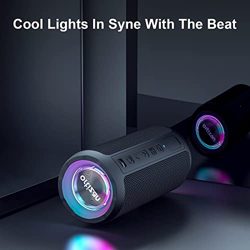 Ortizan Bluetooth Speaker, Upgraded Portable Wireless Speaker with 24W Loud Stereo Sound and LED Light, IPX7 Waterproof Speakers, 30H Playtime, Extra Bass Speaker Bluetooth for Home, Travel, Outdoor