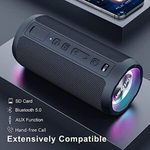 Ortizan Bluetooth Speaker, Upgraded Portable Wireless Speaker with 24W Loud Stereo Sound and LED Light, IPX7 Waterproof Speakers, 30H Playtime, Extra Bass Speaker Bluetooth for Home, Travel, Outdoor