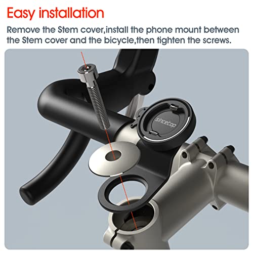 Mountain Bike Phone Mount,Bicycle Cell Phone Holder,Universal Aluminum Handlebar Stem Phone Clamp,Cycling Mobile Phone Clip,MTB Road Bike Quick Attach/Detach for iPhone Samsung Galaxy Google-Black