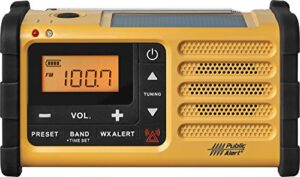 sangean mmr-88 am/fm/weather+alert emergency radio. solar/hand crank/usb/flashlight, siren, smartphone charger yellow