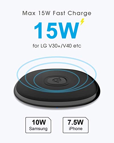 NANAMI Fast Wireless Charger[2 Pack], Qi-Certified 15W Max Charging Stand Pad Bundle, Compatible iPhone 14/13/12/SE 2020/11 Pro/XS/XR/X, Samsung Galaxy S23/S22/S21/S20/S10/S9/Note 20/10/9, AirPods Pro