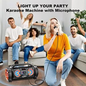 Bluetooth Speakers, Wireless Speakers with Bluetooth 5.0, 70W Loud Stereo Sound, Colorful Lights, Double Subwoofer, FM Radio, Microphone, Remote, USB playback. Portable Boombox for Party, Outdoor