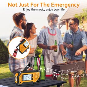 Emergency Weather Alert Radio with 2000mAh Emergency Phone Charge, Solar Hand Crank Radio with Earphone Jack, Battery Operated, SOS Alarm, LED Flashlight, Portable Survival Radio for Emergency