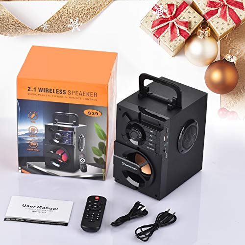 Bluetooth Speaker, Portable Bluetooth Speakers with Subwoofer Wireless Stereo Sound Rich Bass Speakers Outdoor Party Speaker Support Remote Control FM Radio LED Lights for Home, Travel, Camping