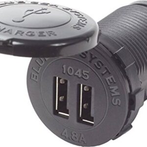 Blue Sea Systems 1045 Fast Charge 4.8A Dual USB Charger Socket Mount, 12V/24V