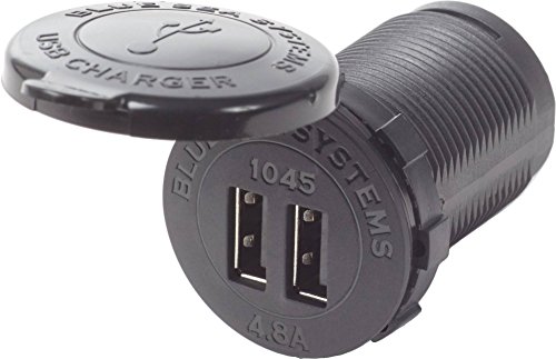 Blue Sea Systems 1045 Fast Charge 4.8A Dual USB Charger Socket Mount, 12V/24V