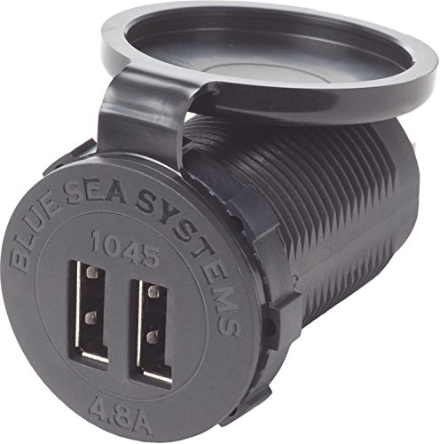 Blue Sea Systems 1045 Fast Charge 4.8A Dual USB Charger Socket Mount, 12V/24V