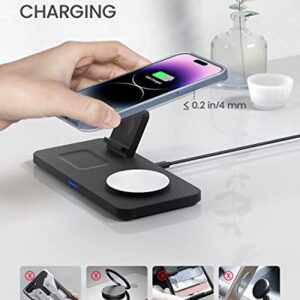 Wireless Charging Pad, GEEKERA 3 in 1 Magnetic Wireless Charger, Mag Safe Charging Station for iPhone 14/13/12 Pro Max/Pro/Mini, Apple Watch Ultra/SE/8/7/6/5/4/3/2, AirPods Pro/3