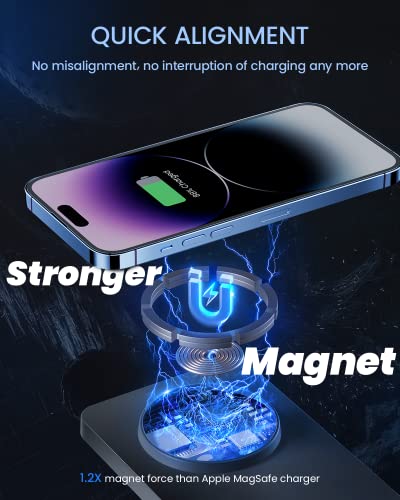 Wireless Charging Pad, GEEKERA 3 in 1 Magnetic Wireless Charger, Mag Safe Charging Station for iPhone 14/13/12 Pro Max/Pro/Mini, Apple Watch Ultra/SE/8/7/6/5/4/3/2, AirPods Pro/3